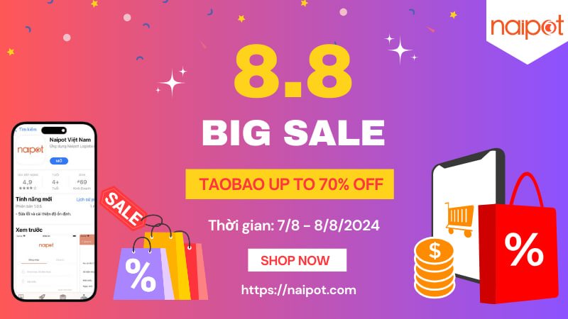 8.8 Taobao Sale Xả Láng - Giảm Giá đến 70% Cùng Voucher Hot